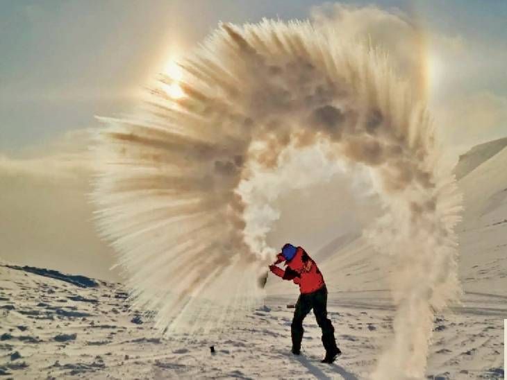 Norway; It's so cold in Svalbard that it turns into ice when you throw ...