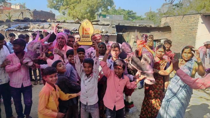 The bulls that won the race were taken out in procession from Vakhari ...