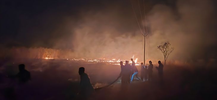 Fire breaks out suddenly in five to six places in fields in Gandhali ...