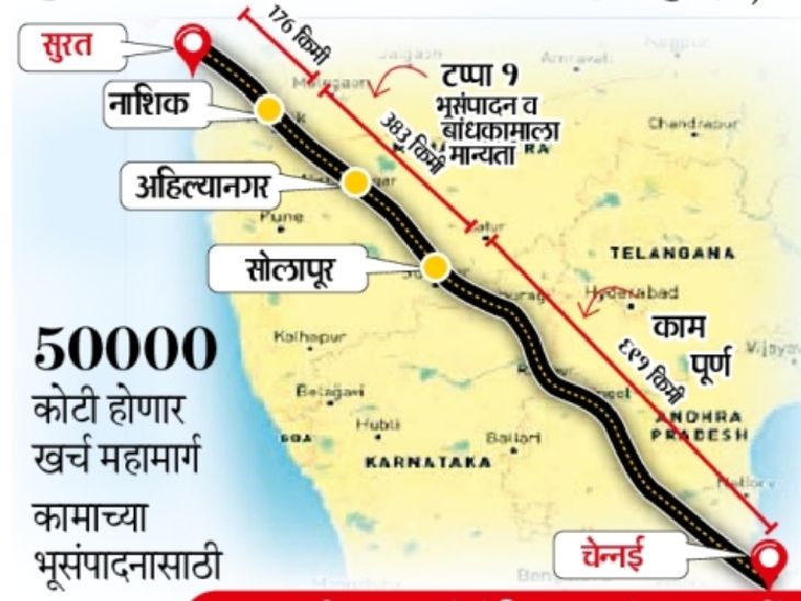 Work on the first phase of Nashik-Solapur on the Surat-Chennai highway ...