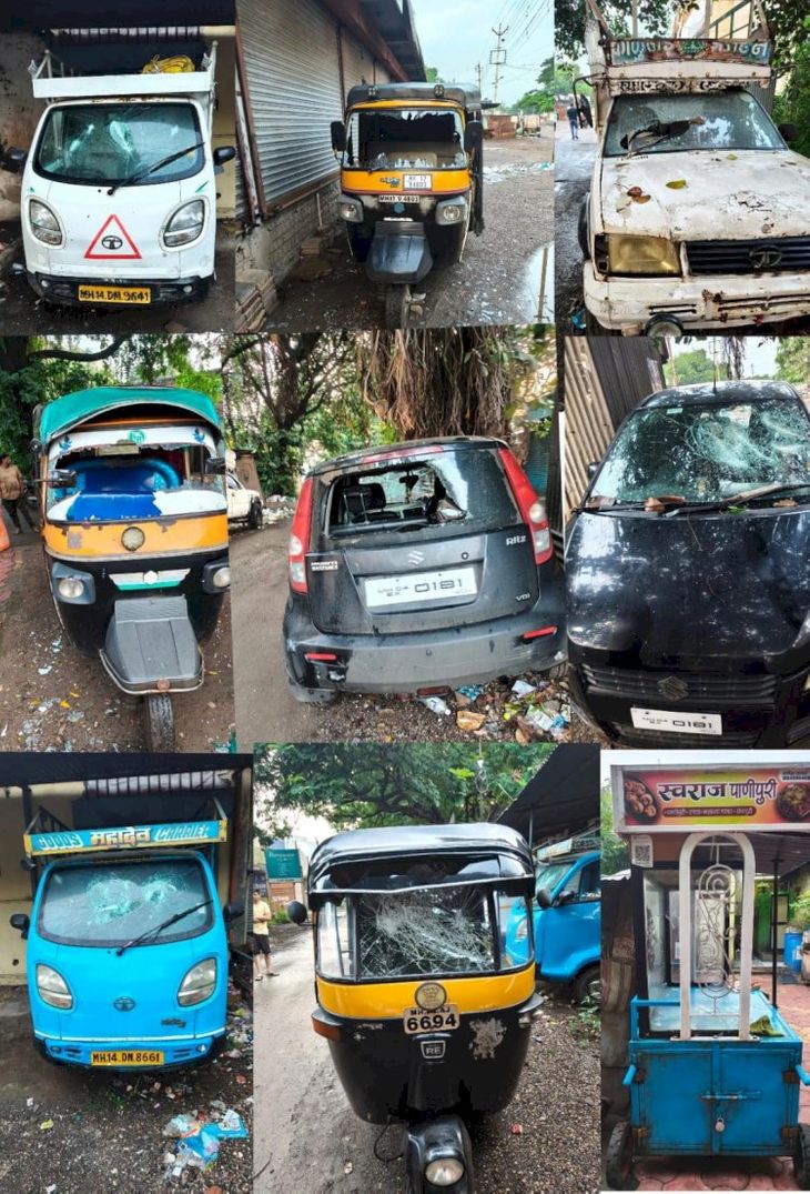 Talwar, Koyati vandalize vehicles in Srirampur city