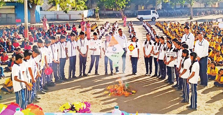 Awareness was created by burning nylon thread at Saraswati Vidyalaya ...