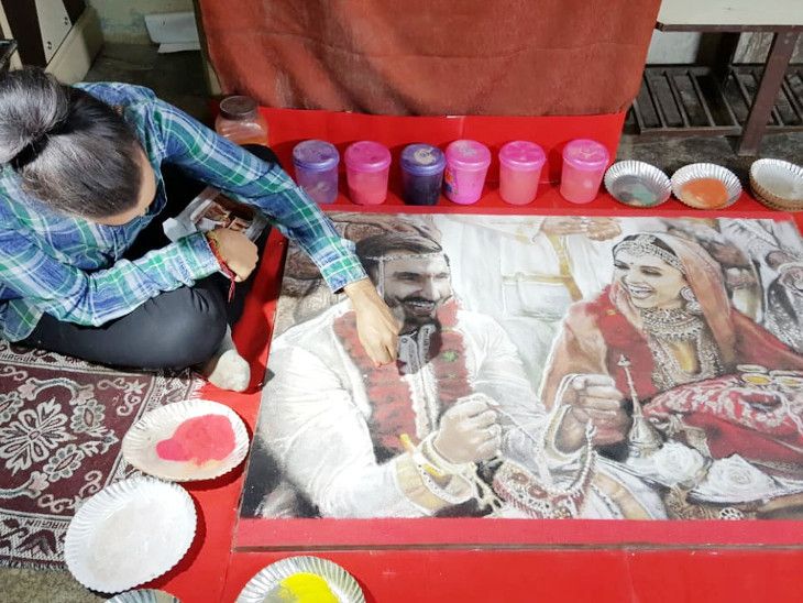 A Man Of Surat Made Rangoli Of Deepika & Ranvirs Marriage First Look ...