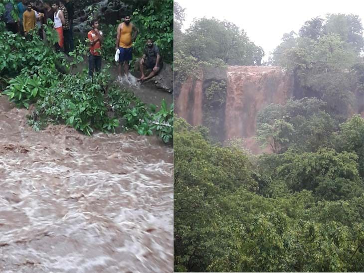 Jambughoda: Some tourists trapped near Hathni Mata Waterfall