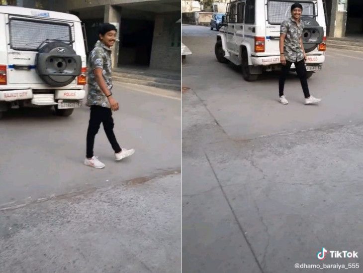 Video of a young man with police jeep going viral in rajkot ...