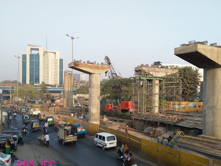 Lines will be implemented to occupy space for the bridge at Sahara Gate