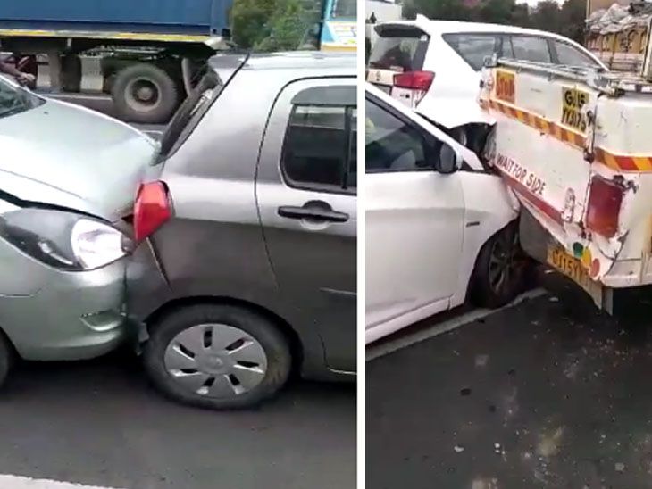 The driver of the car braked to save the dog on the bridge over Vapi ...