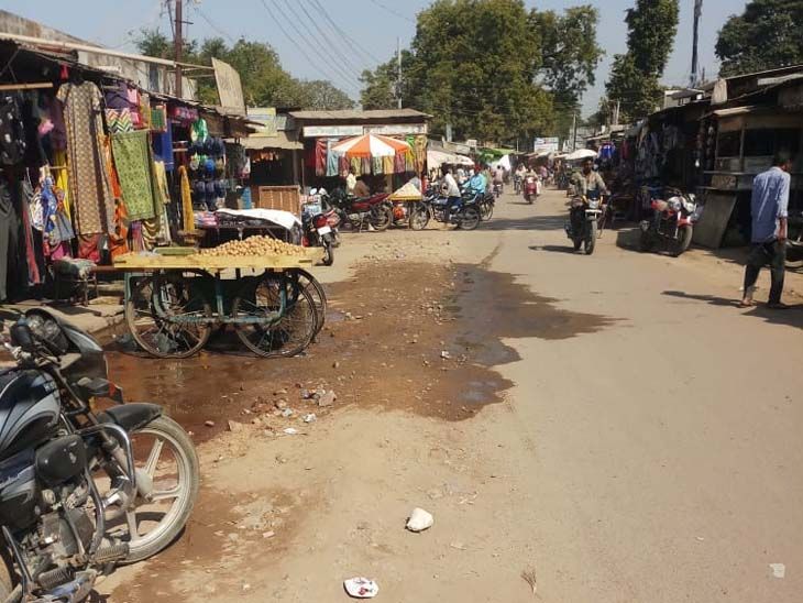 After the excavation of the water line in Sankheda, it is lowered to ...