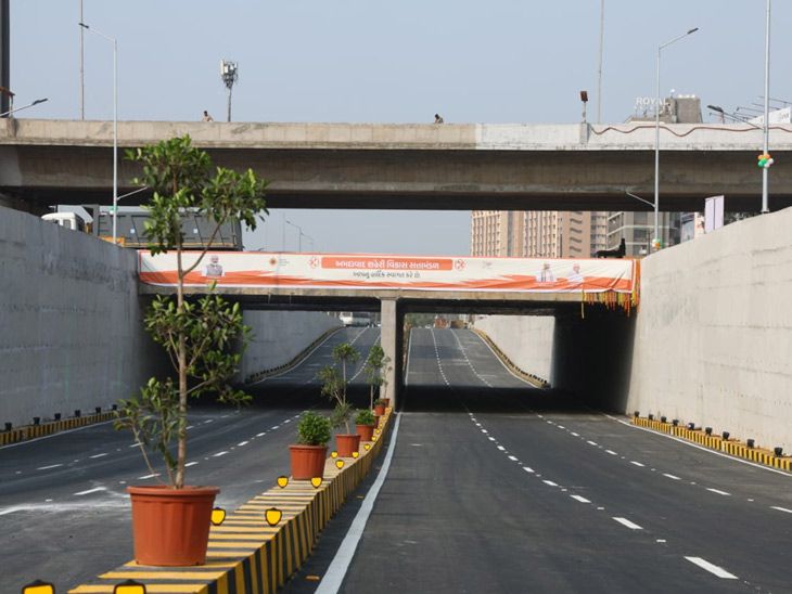 Gujarat CM open a new underpass at Vaishnodevi circle on SP Ring Road