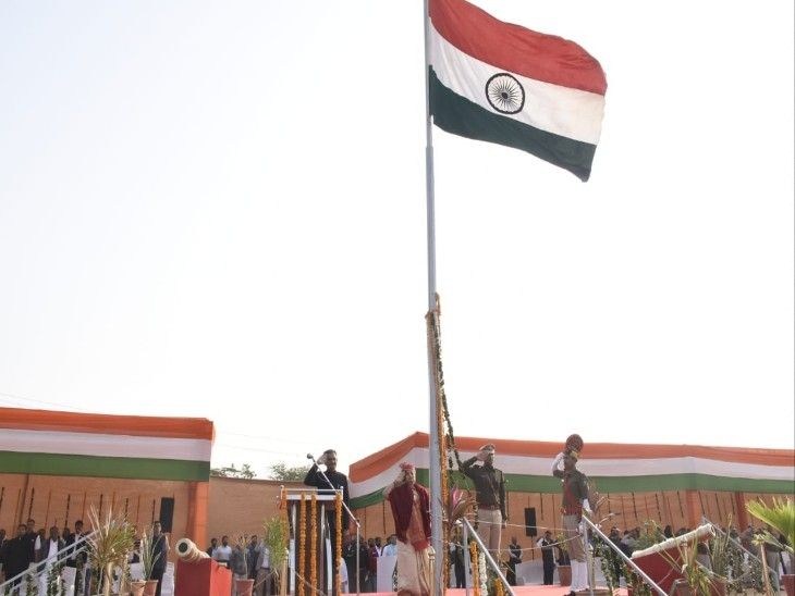A district level celebration was held at Talaja in Bhavnagar, the flag ...