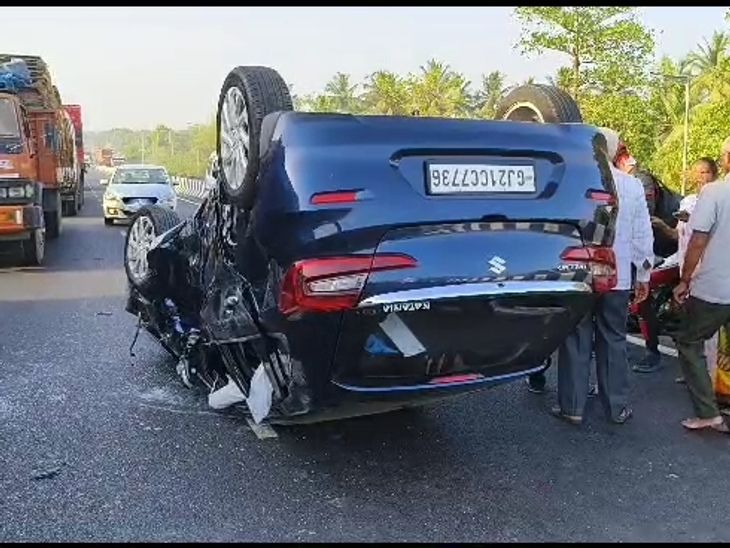 The driver of the Mumbai-bound car on Valsad Highway lost control, the ...