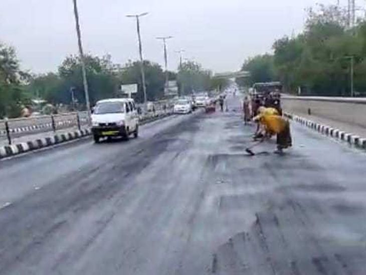 The road of the Raksha Shakti Bridge, which was launched 10 days ago ...