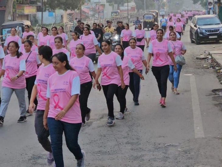 'Pinkathon Breast Cancer Awareness Walk held by Bharuch in support of Breast Cancer Awareness ...