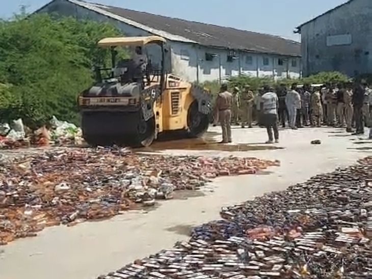 The bulldozer rolled over the liquor bottles again