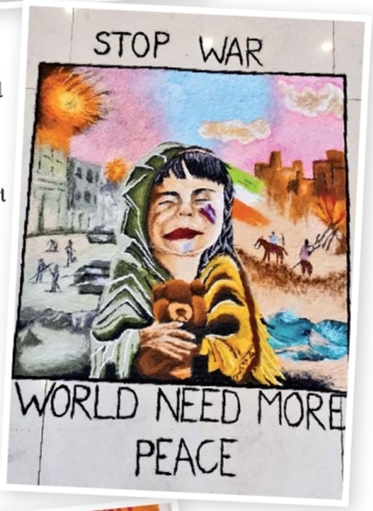 Artists gave messages of Don't Waste Food, Stop War in Rangoli | રંગોળી ...