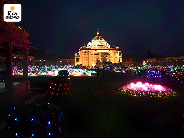 10,000 lights were decorated in the temple premises on the occasion of ...