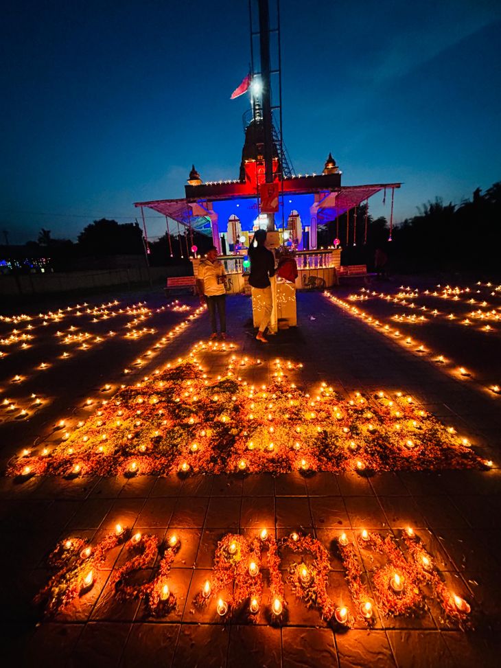 Lamps glow in the temple in Kosh of Mahuwa and Pelad Buhari of Valod ...