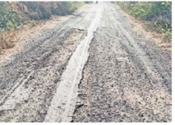 The road of Tankiya village of Kadi taluka is in a dilapidated ...