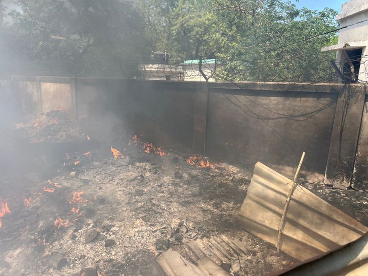 Fire at scrap godown near Lekawada Patiya, Gandhinagar due to ...