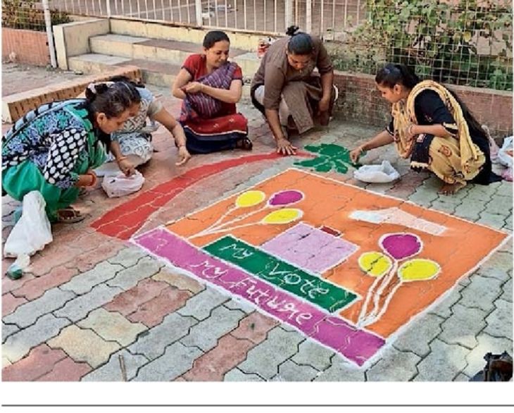 Spread the message of voting with artistic rangoli in the district ...