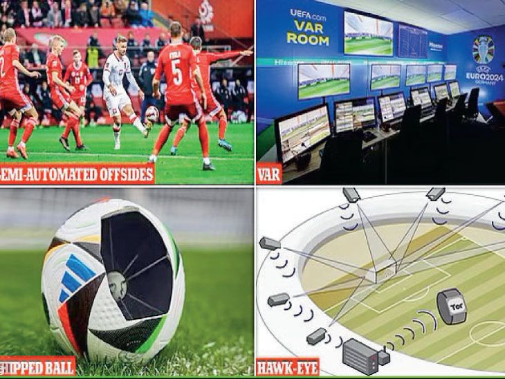 A chip embedded in the football shows speed and accurate positioning ...