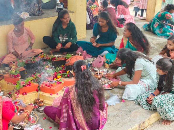 In Godhra, the girls started the worship of Gauri Puja by sowing jawara ...
