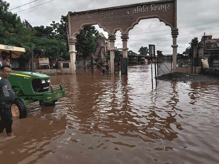 8 inches of rain, half in Bijapur water | 8 ઇંચ વરસાદથી અડધુ વિજાપુર ...