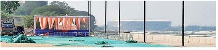 Preparations started at the ghat near Indira Bridge | કાલે છઠ્ઠ પૂજા ...