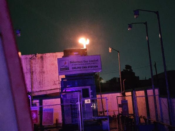 Fire at CNG pump due to lightning in Mehsana