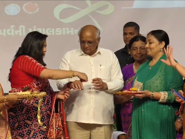 Sisters from various communities tied Rakhi to CM Bhupendra Patel, 100 ...