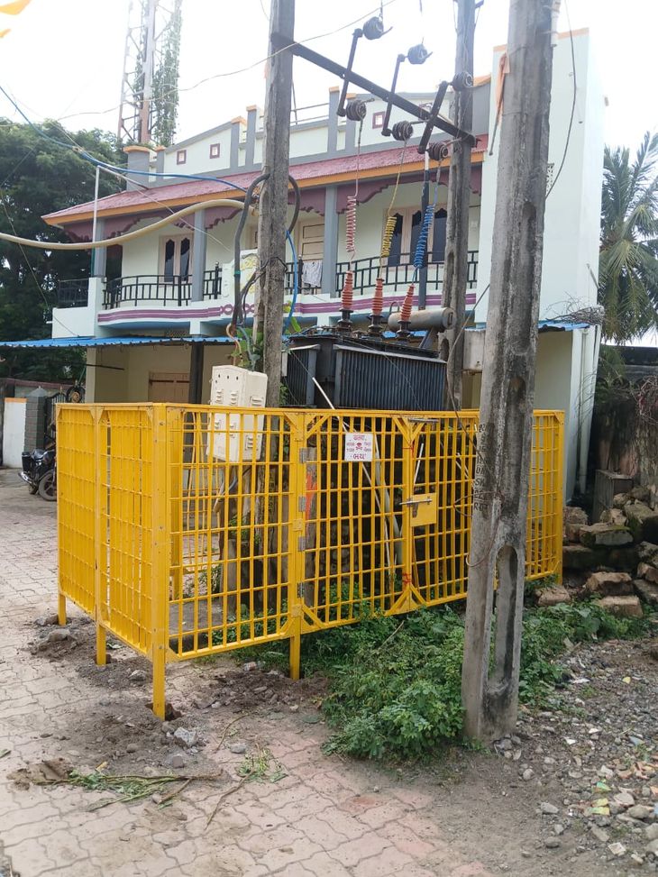 Safety point set up around electricity substation in Delwada village of ...