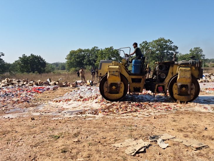 Liquor worth over ₹4.17 crore destroyed in Chhota Udepur