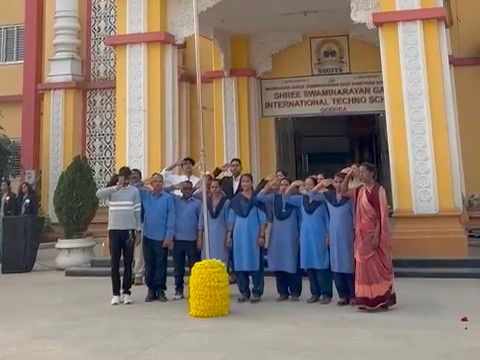 77th Republic Day: Cleaning Staff Hoist Flag at SSGITS Godhra