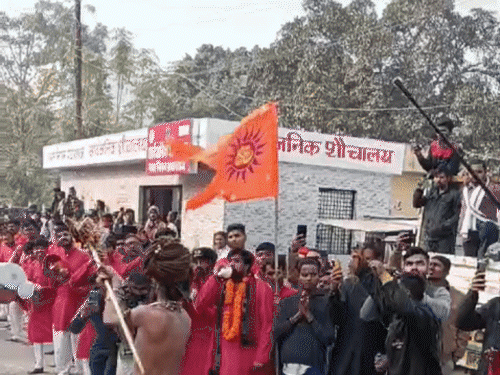 Trident dance at Mahakumbh, saints on elephants and horses