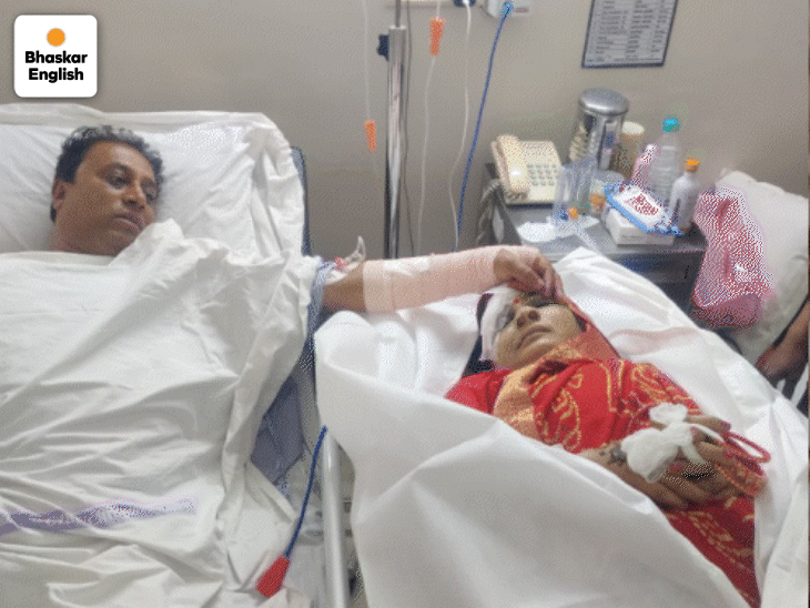 Applied bindi and sindoor to wife's body