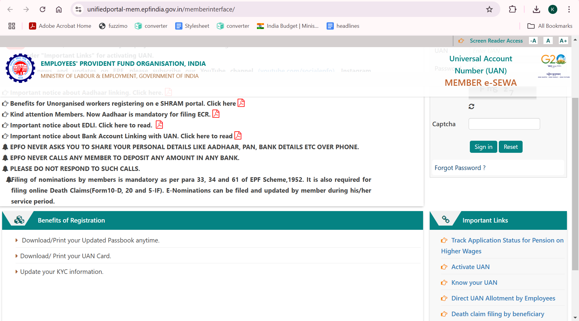 How to find UAN number of your PF account, Log into EPFO website and ...