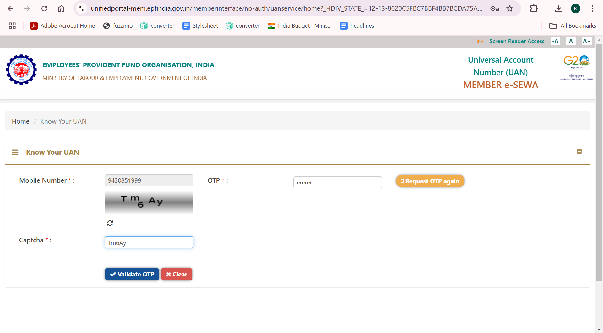 How to find UAN number of your PF account, Log into EPFO website and ...
