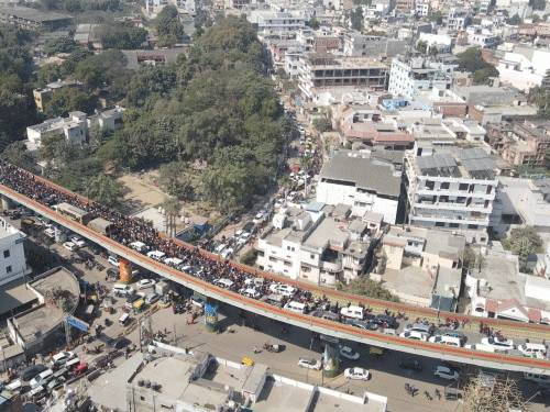 Drone captures mega traffic jam at Mahakumbh | Bhaskar English