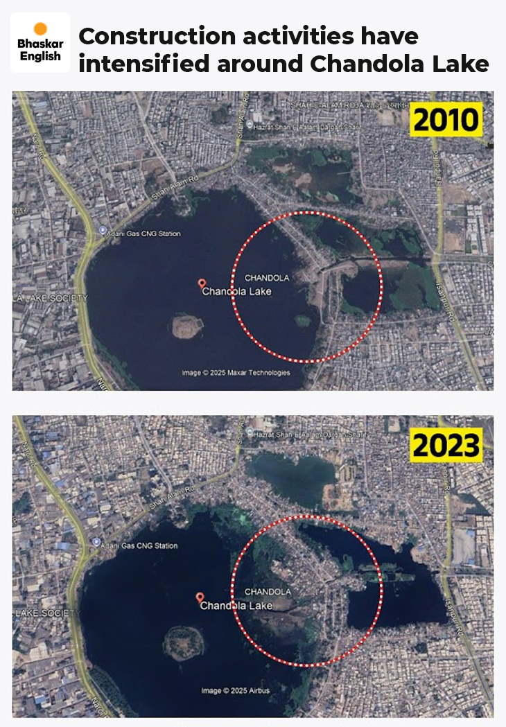 Authorities crack down on Chandola lake encroachments: Illegal ...