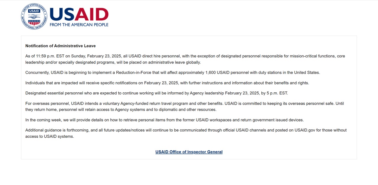 Trump fires 1,600 USAID workers, puts thousands others on leave