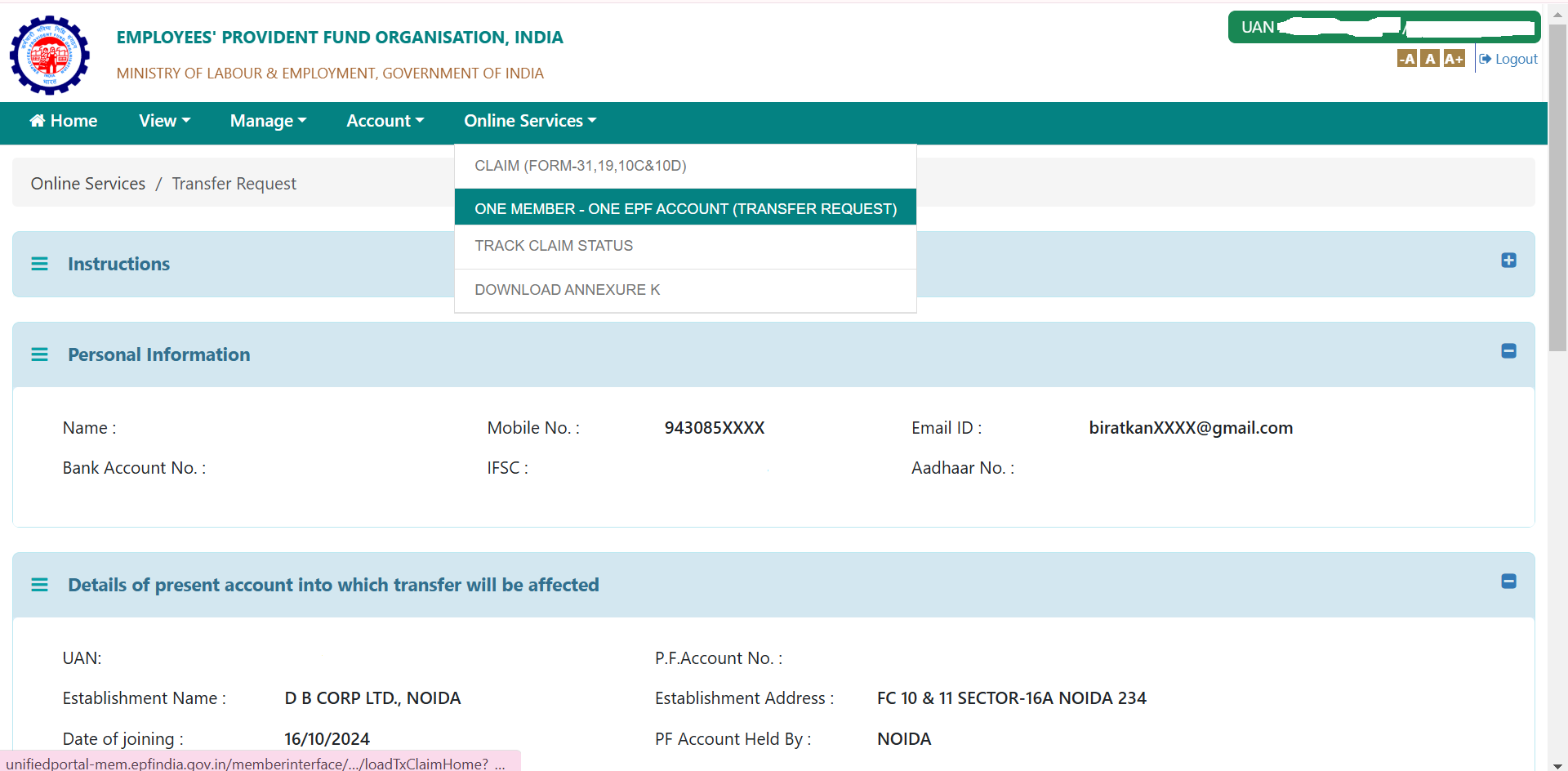How to merge old PF account to a new one?, Check step-by-step process ...