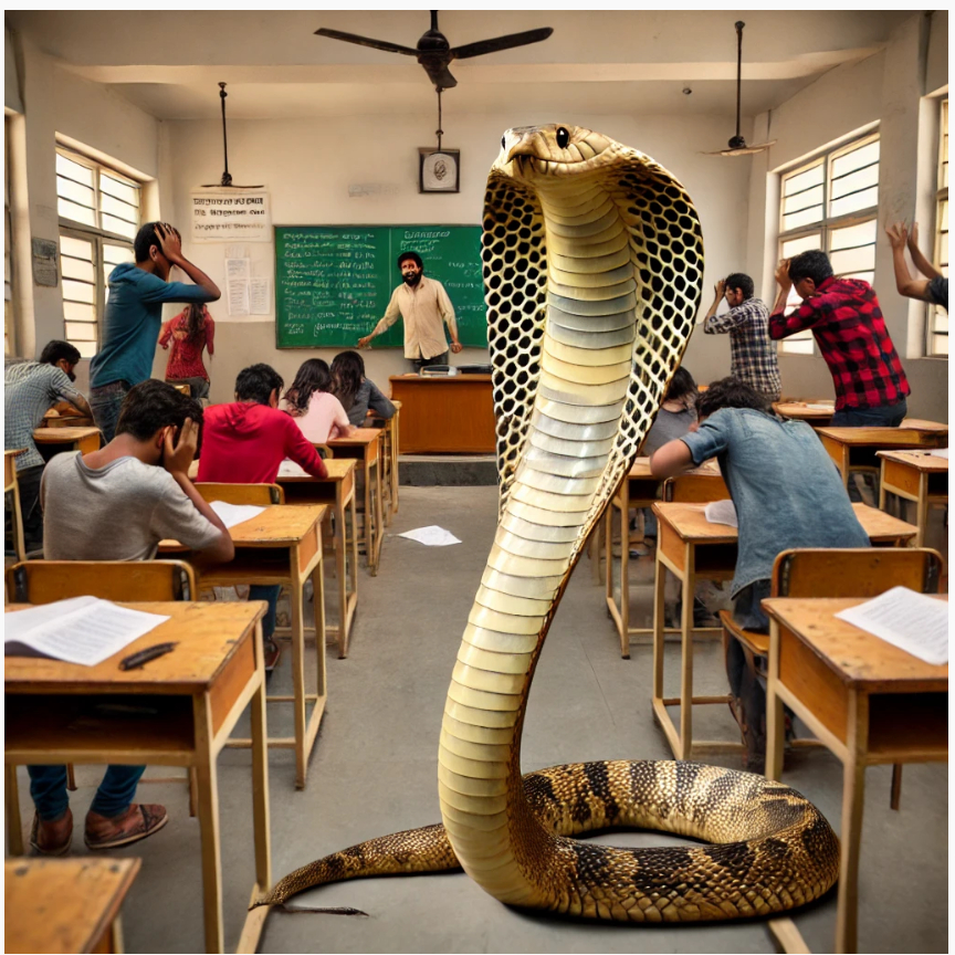 Cobra slithers into school Storeroom during Board Exam