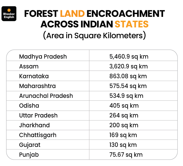 Over 13,000 sq km of forest land encroached in India Larger than area ...