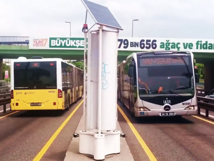Turning wind from passing vehicles into electricity