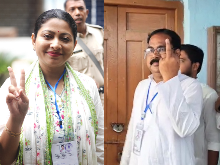 kaliganj bypoll middle finger row bjp candidate ashish ghosh ink mark ...