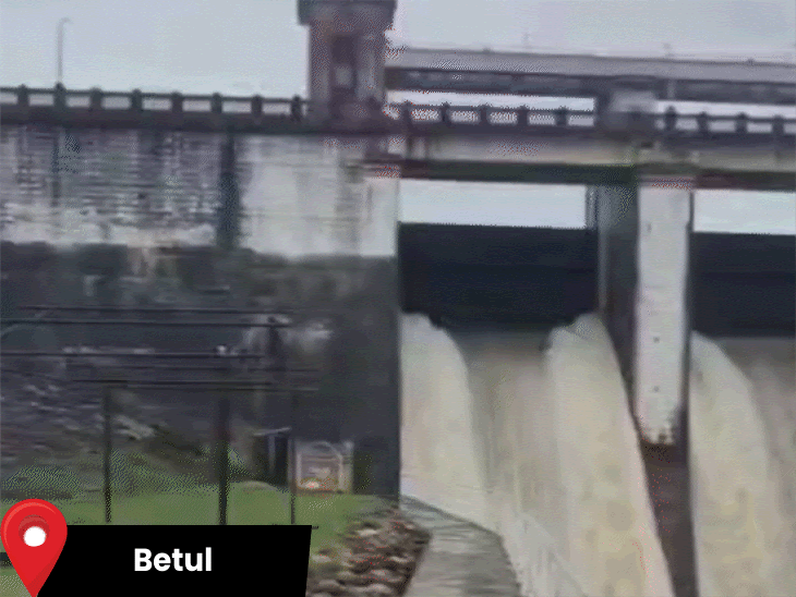 Heavy rain in MP authorities open dam gates Children cross swollen ...