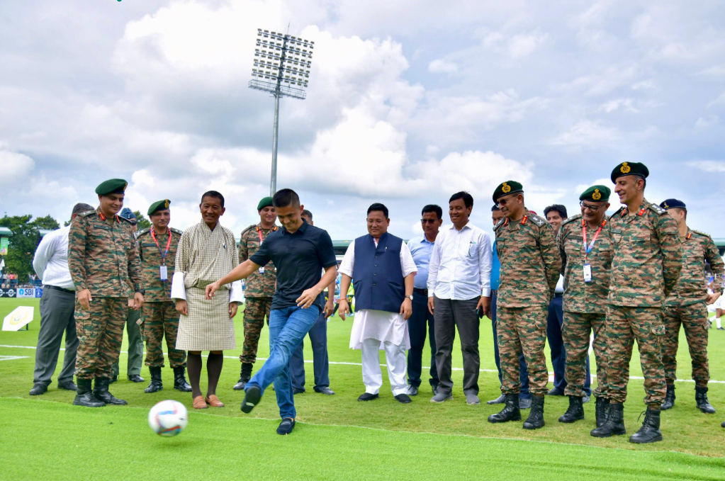 durand cup kokrajhar 2025 opening ceremony sunil chhetri military ...