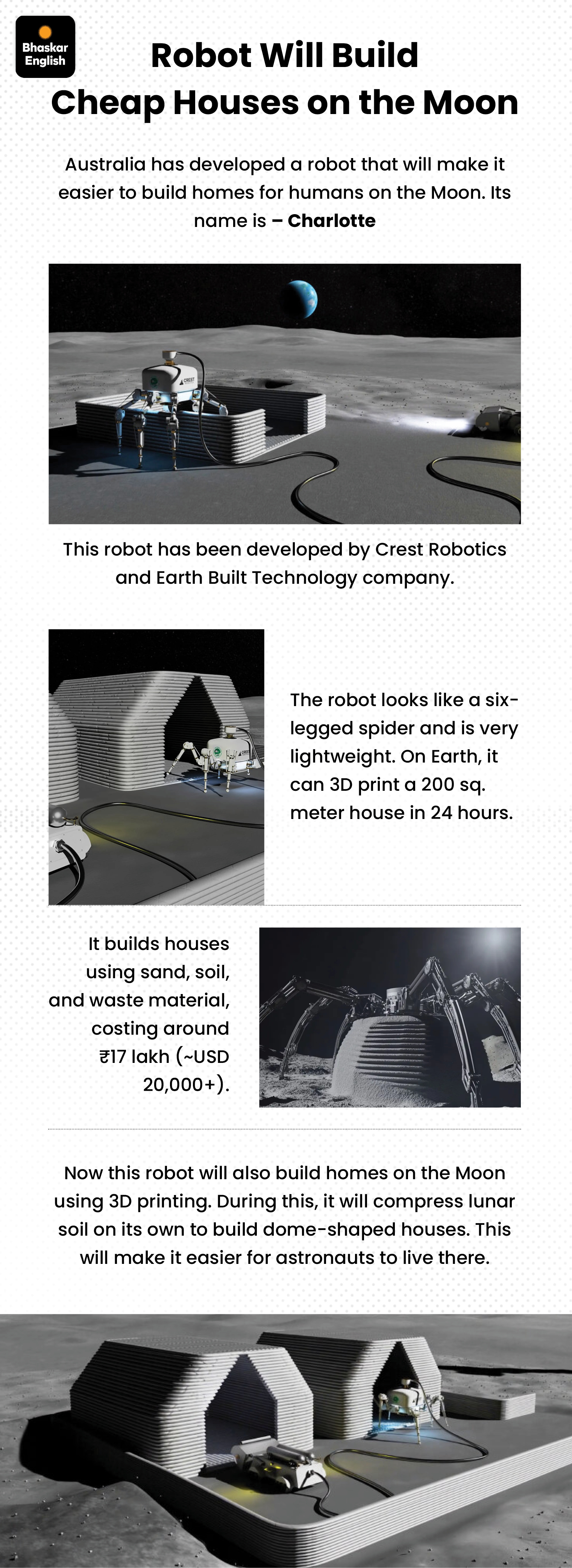 Robots will build affordable houses on the moon | Bhaskar English