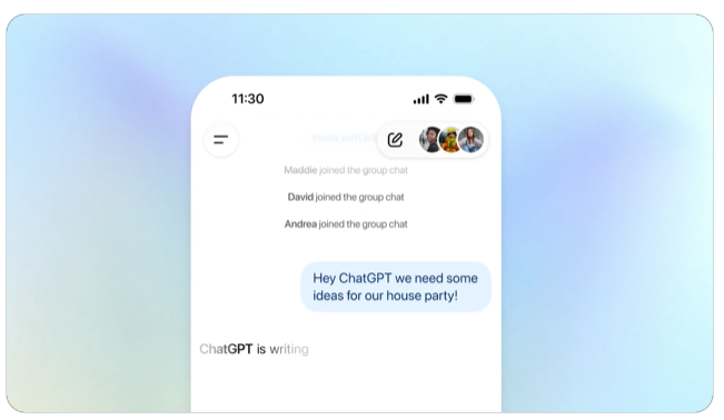 ChatGPT now lets you chat in groups with your friends