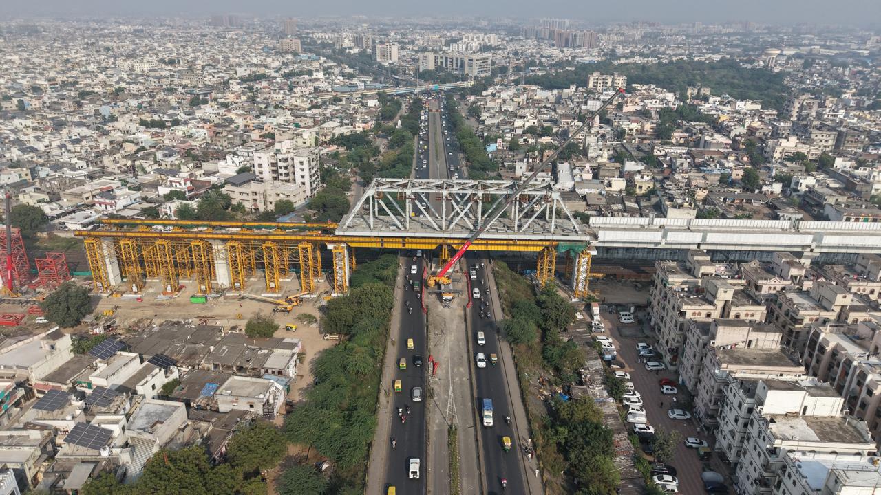 70-metre bridge for bullet train installed over flyover in Ahmedabad ...